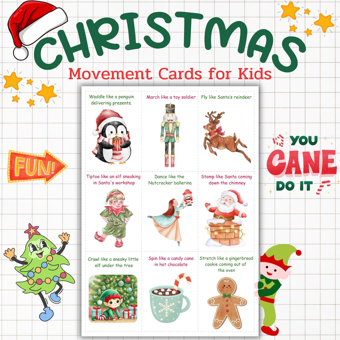 Printable Christmas Movement Cards for Kids Holiday Activity Game ...