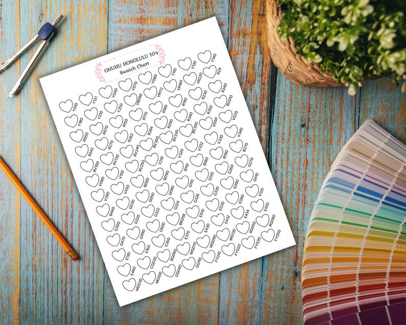 Ohuhu Honolulu Marker Swatch Chart: 104 Old Color Codes (digital ...