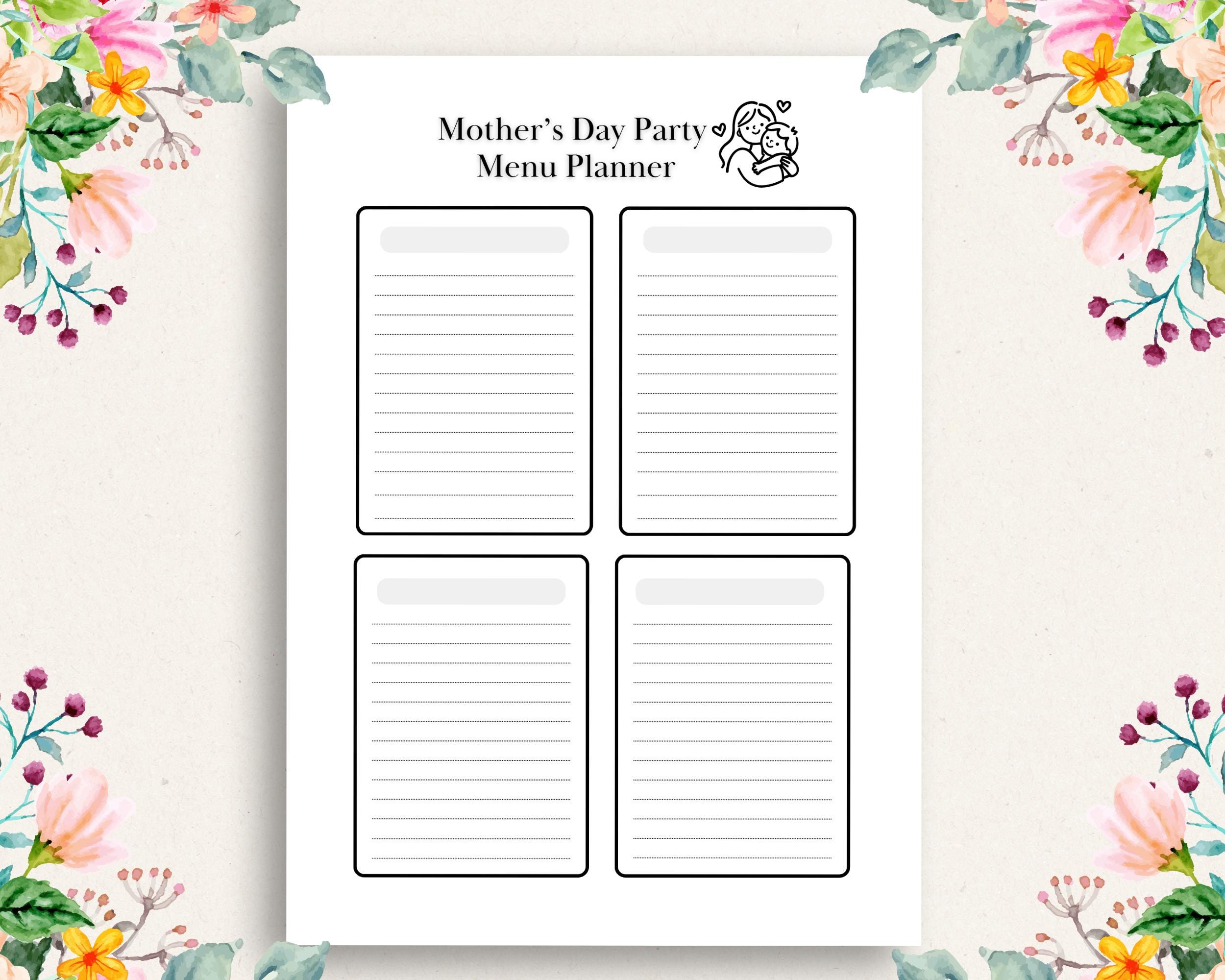Printable Mother's Day Party Planning Checklist, Planner, Guest List ...