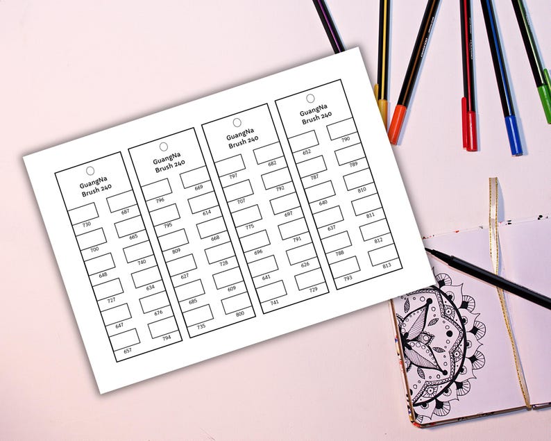 Guangna 240 Color Family Swatch Card | Printable Marker Chart PDF ...