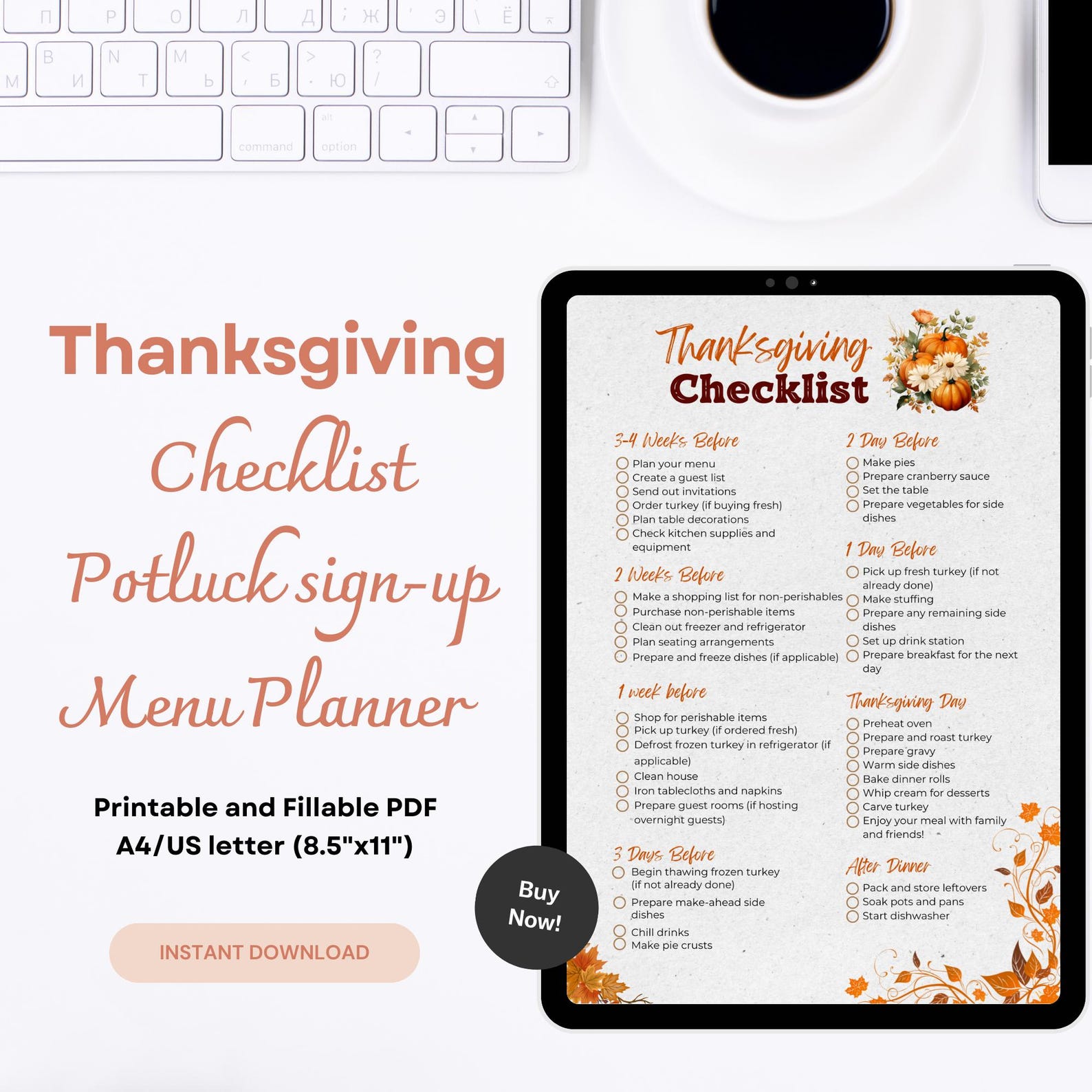 Thanksgiving Checklist Printable, Thanksgiving Dinner Checklist ...