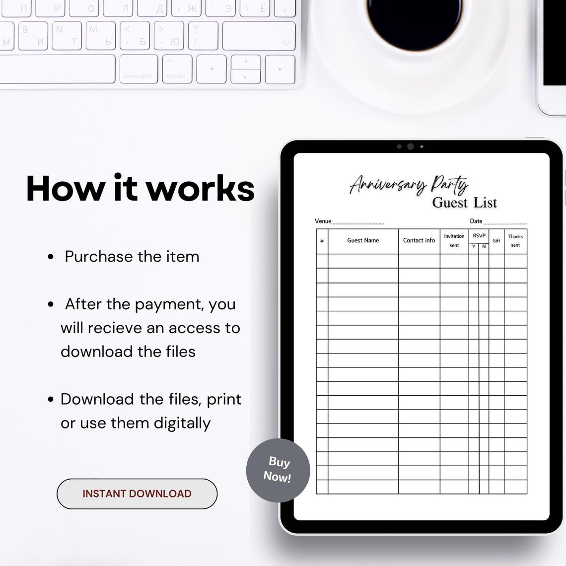 Anniversary Party Checklist Printable, Anniversary Celebration ...