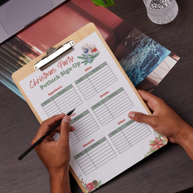 Christmas Party Checklist Printable, Menu Planner, Potluck Sign-up ...