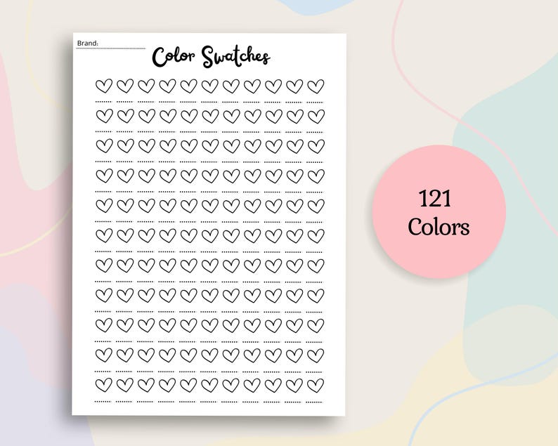 Blank Color Swatch Chart: Printable Template (digital Download) - Etsy