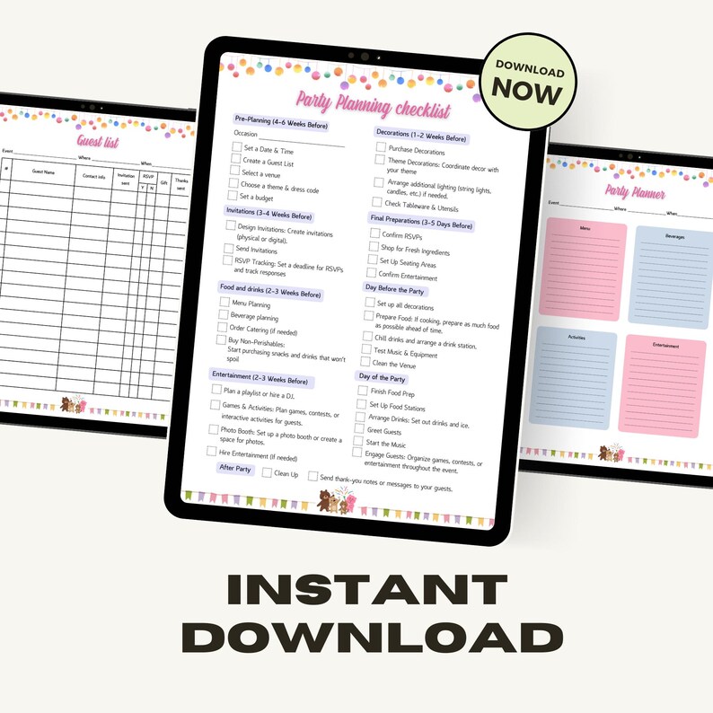 Party Planning Checklist: Printable Guest List & Planner (A4 PDF) - Etsy