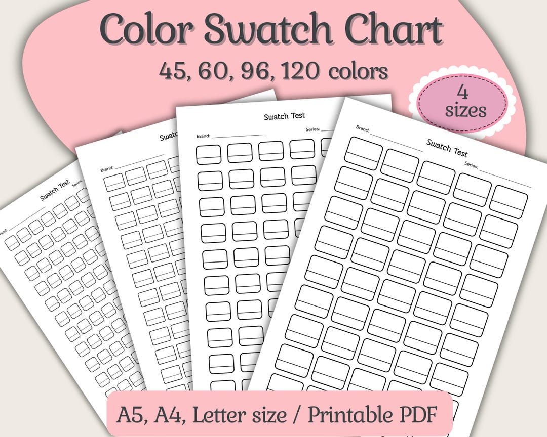 Color Swatch Chart Set Printable Swatch Test Blank Colour Swatch Chart ...