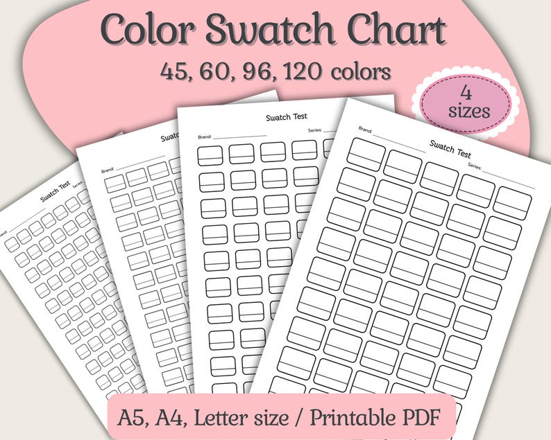 Color Swatch Chart Set: Ink, Alcohol Marker, Pencils (printable PDF) - Etsy