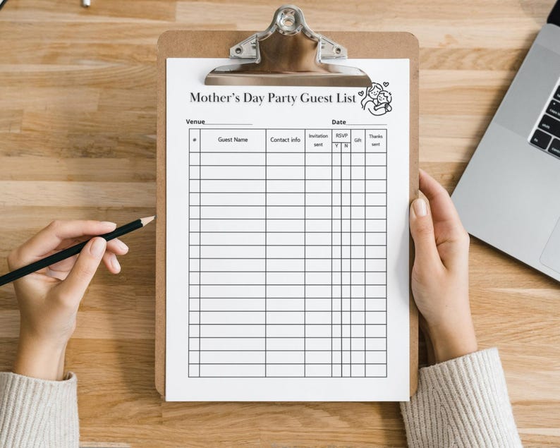 Printable Mother's Day Party Planning Checklist, Planner, Guest List ...