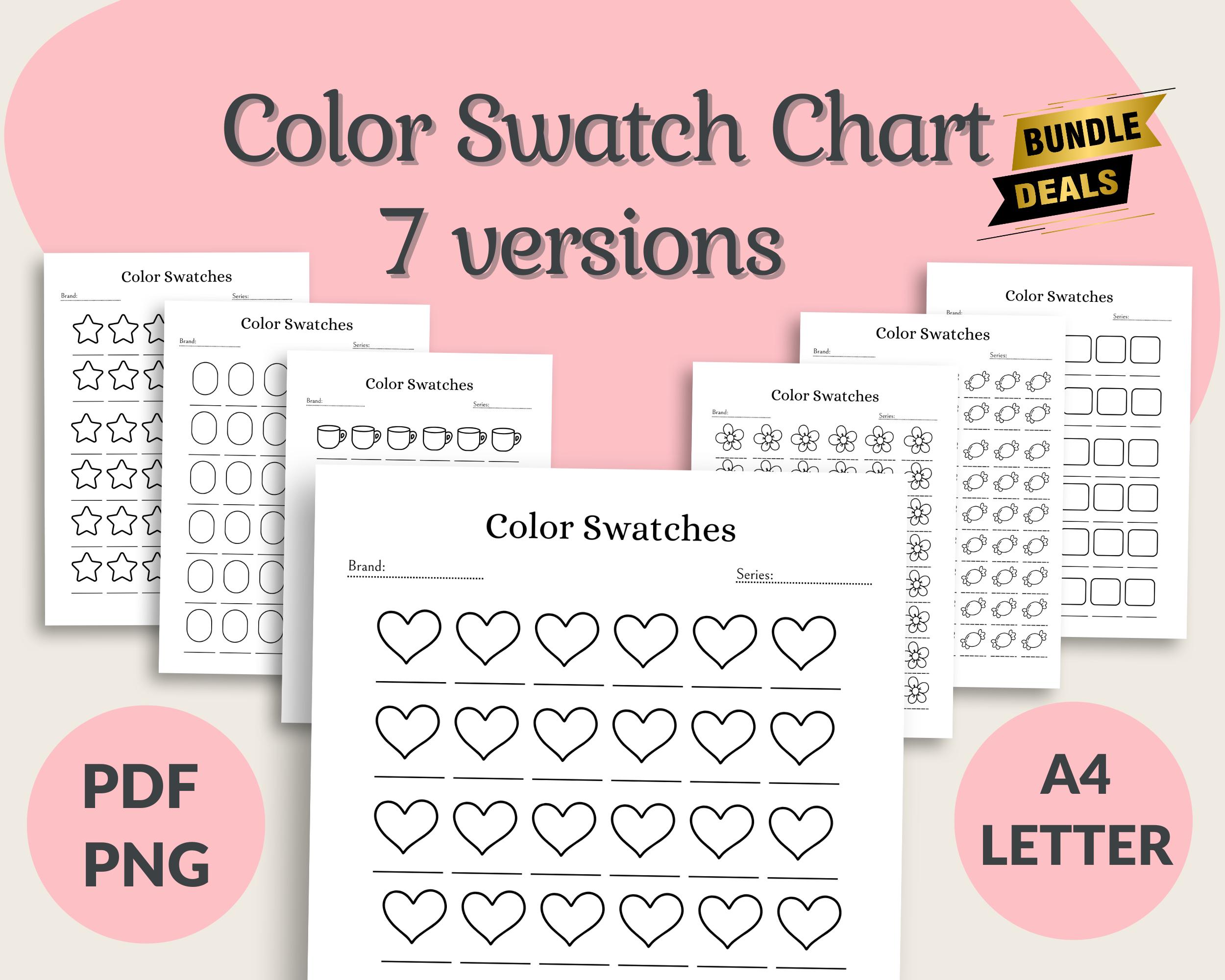 Color Swatch Chart Bundle Printable, Blank Color Swatch, Alcohol Marker ...