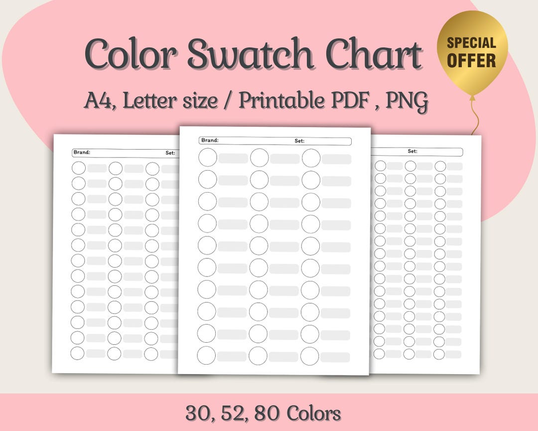 Color Swatch Chart Set Printable Swatch Test Blank Colour Swatch Chart ...