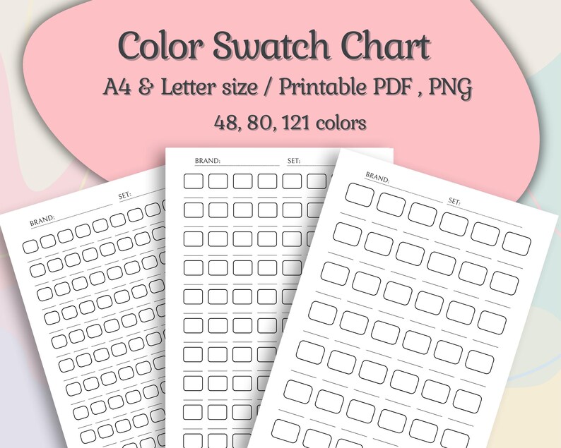 Color Swatch Chart Set Printable Swatch Test Blank Colour Swatch Chart ...
