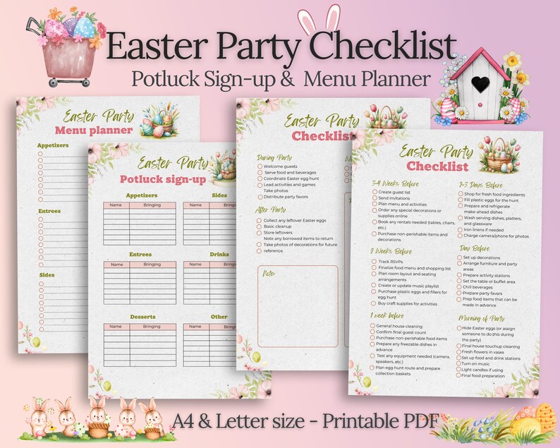Easter Party Checklist Printable Bundle Party Planning Checklist Menu ...