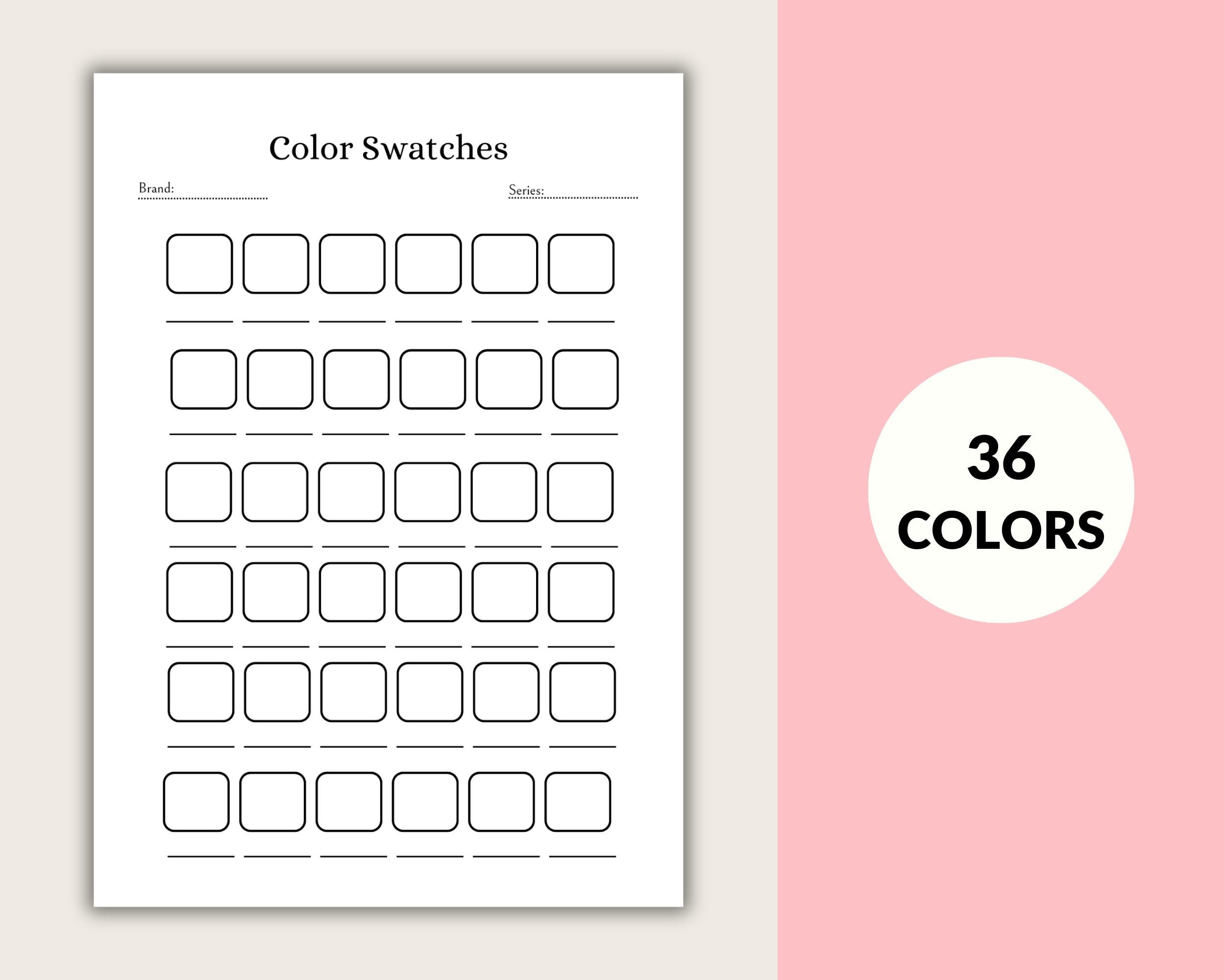 Color Swatch Chart Bundle Printable, Blank Color Swatch, Alcohol Marker ...