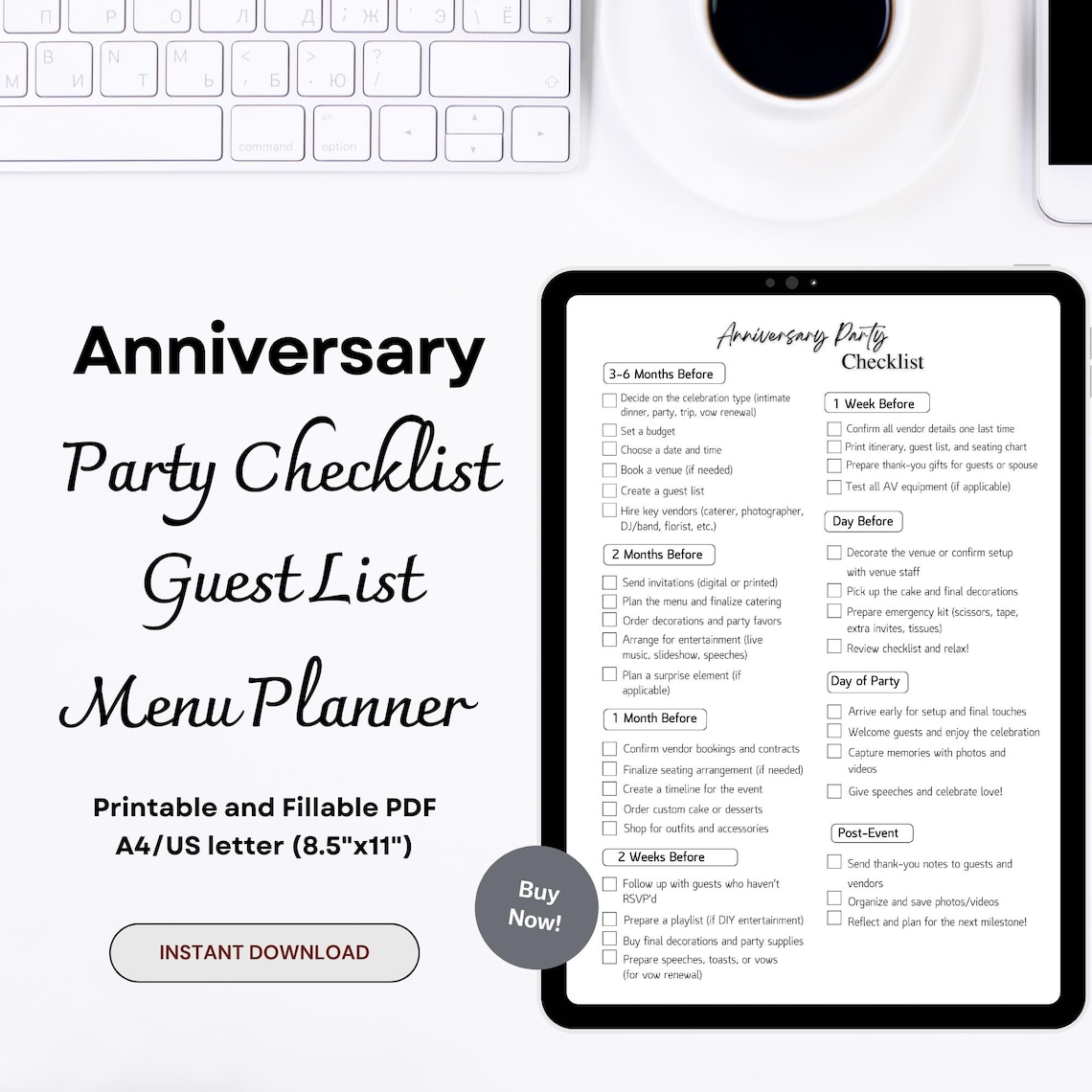 Anniversary Party Checklist Printable, Anniversary Celebration ...