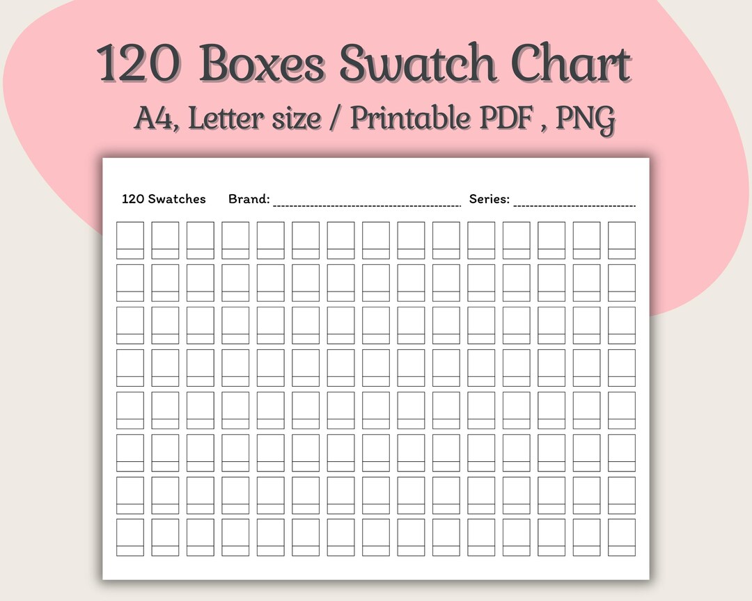 120 Swatch Blank Color Chart Printable Page DIY Color Chart US Letter ...