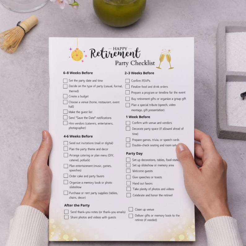 Retirement Party Checklist Bundle Printable | Checklist + Guest List ...