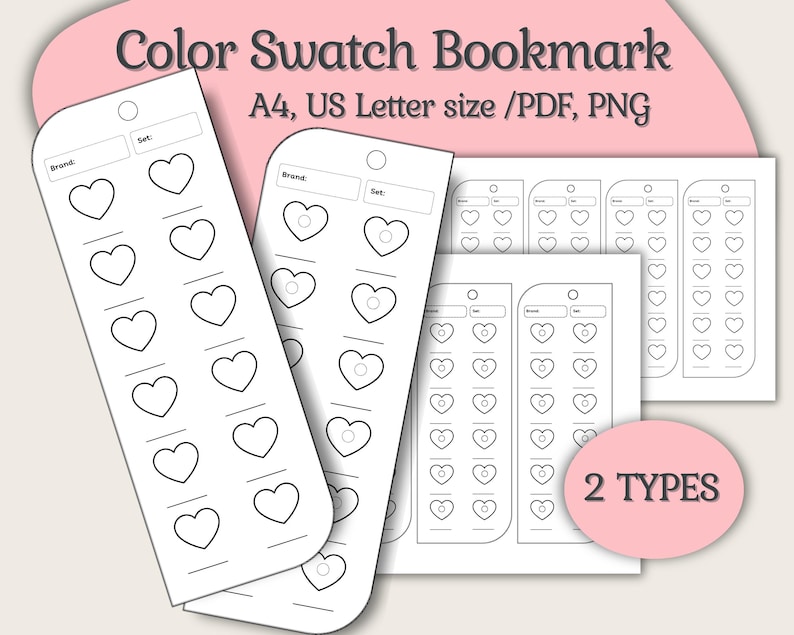 Printable Color Swatch Chart Portable Cards Bookmark: Watercolor ...