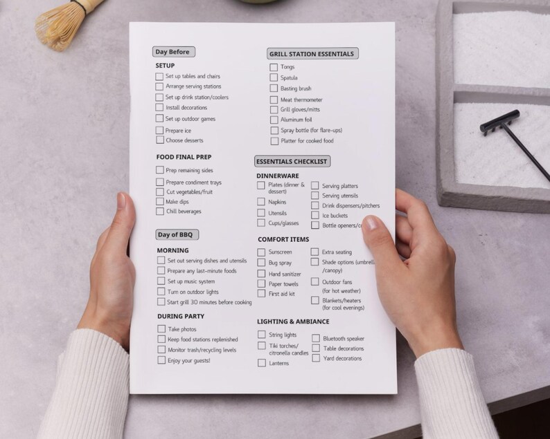 Backyard BBQ Party Checklist Printable | Summer Cookout Planner ...