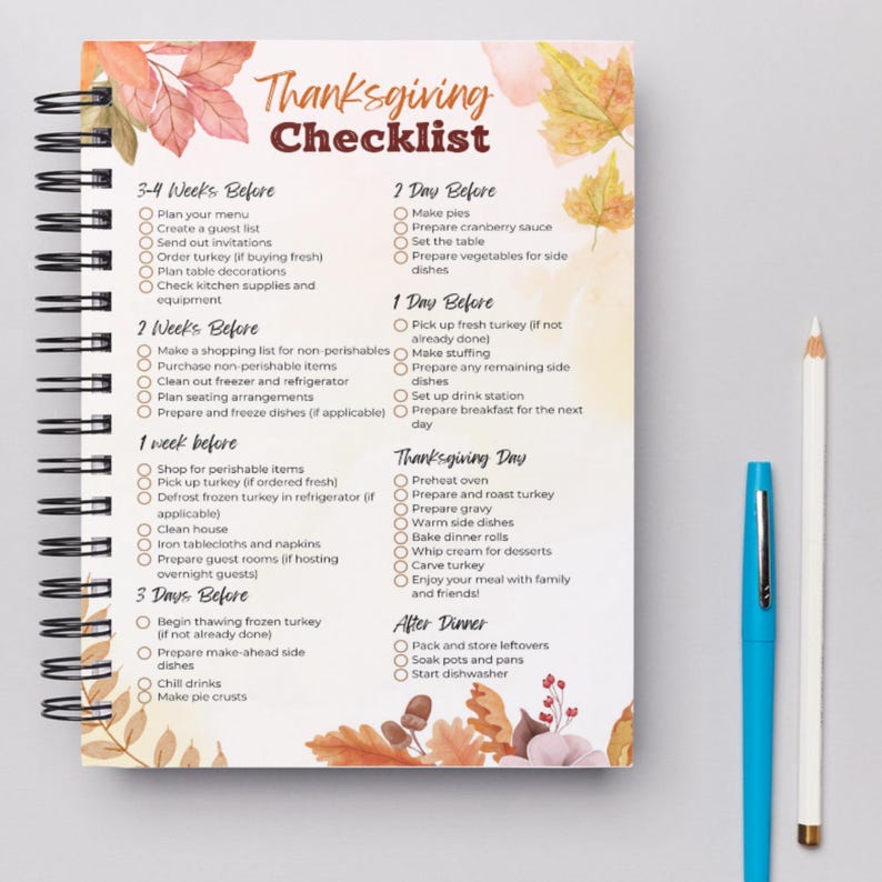 Thanksgiving Planner Bundle: Checklist, Menu, Potluck Sign-up ...