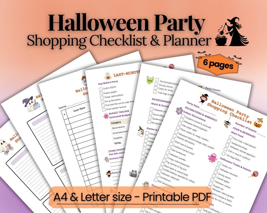 Printable Halloween Party Planner: Shopping Checklist, Budget, Menu ...