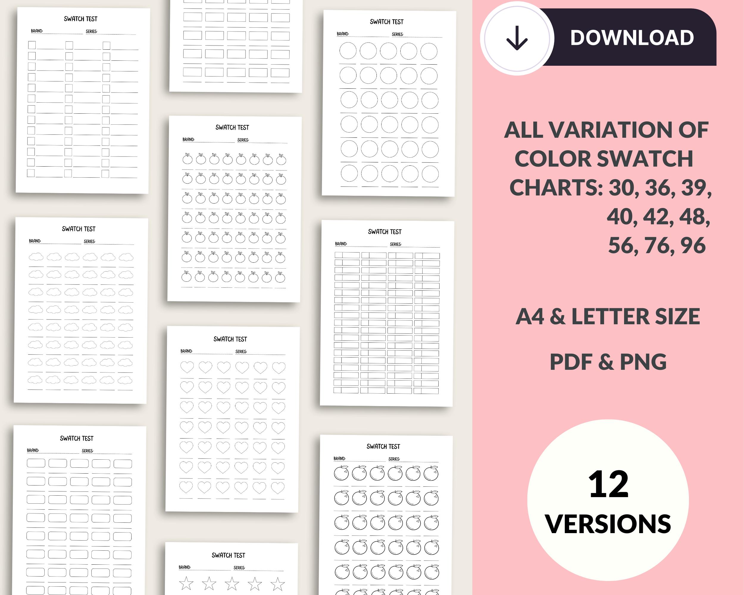 Color Swatch Chart Bundle, Swatch Test Printable, Blank Color Swatch ...