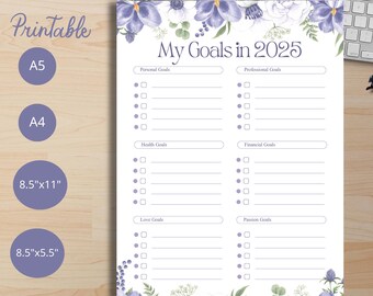 My Goals in 2025 Planner 2025 With Blank Categories Template Printable ...