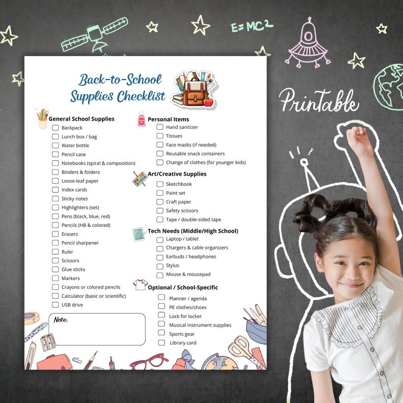 Back to School Supplies Checklist Printable | Printable School ...