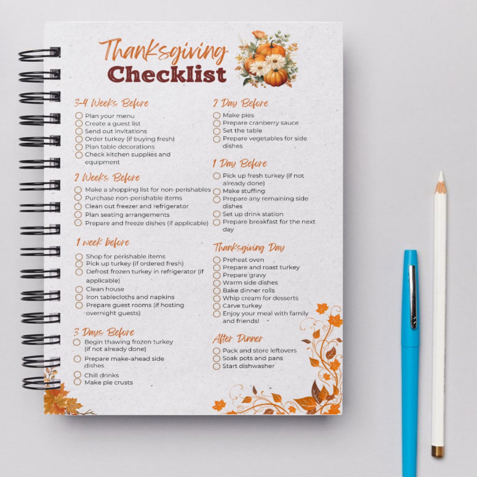 Thanksgiving Checklist Printable, Thanksgiving Dinner Checklist ...