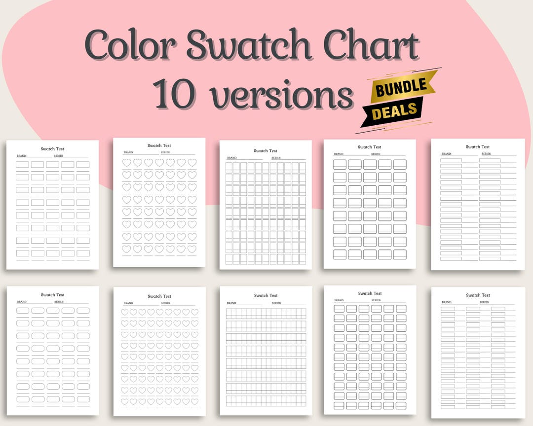 Color Swatch Chart Bundle Swatch Test Printable, Blank Color Swatch ...