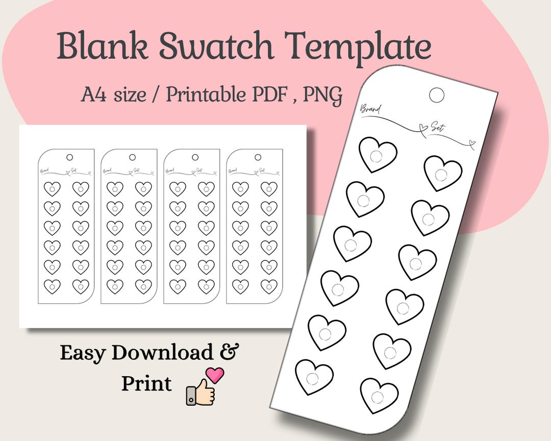 Blank Swatch Printable Swatch Sheet Paint & Color Swatch Template DIY ...