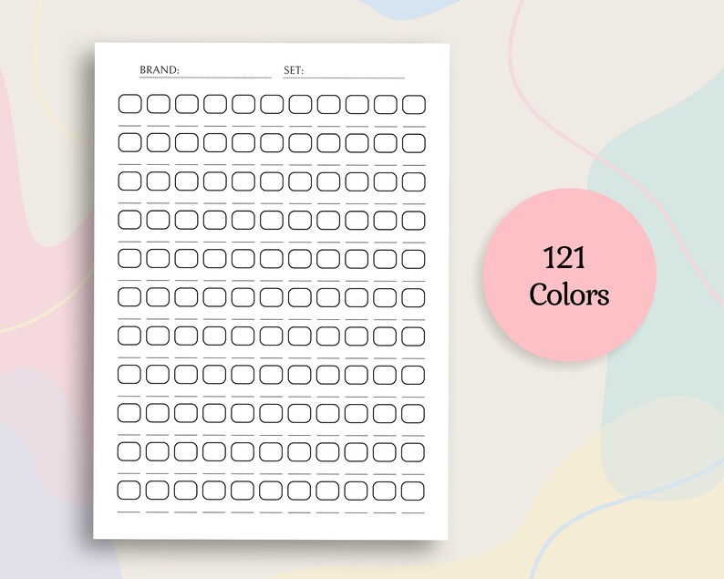 Color Swatch Chart Set Printable Swatch Test Blank Colour Swatch Chart ...