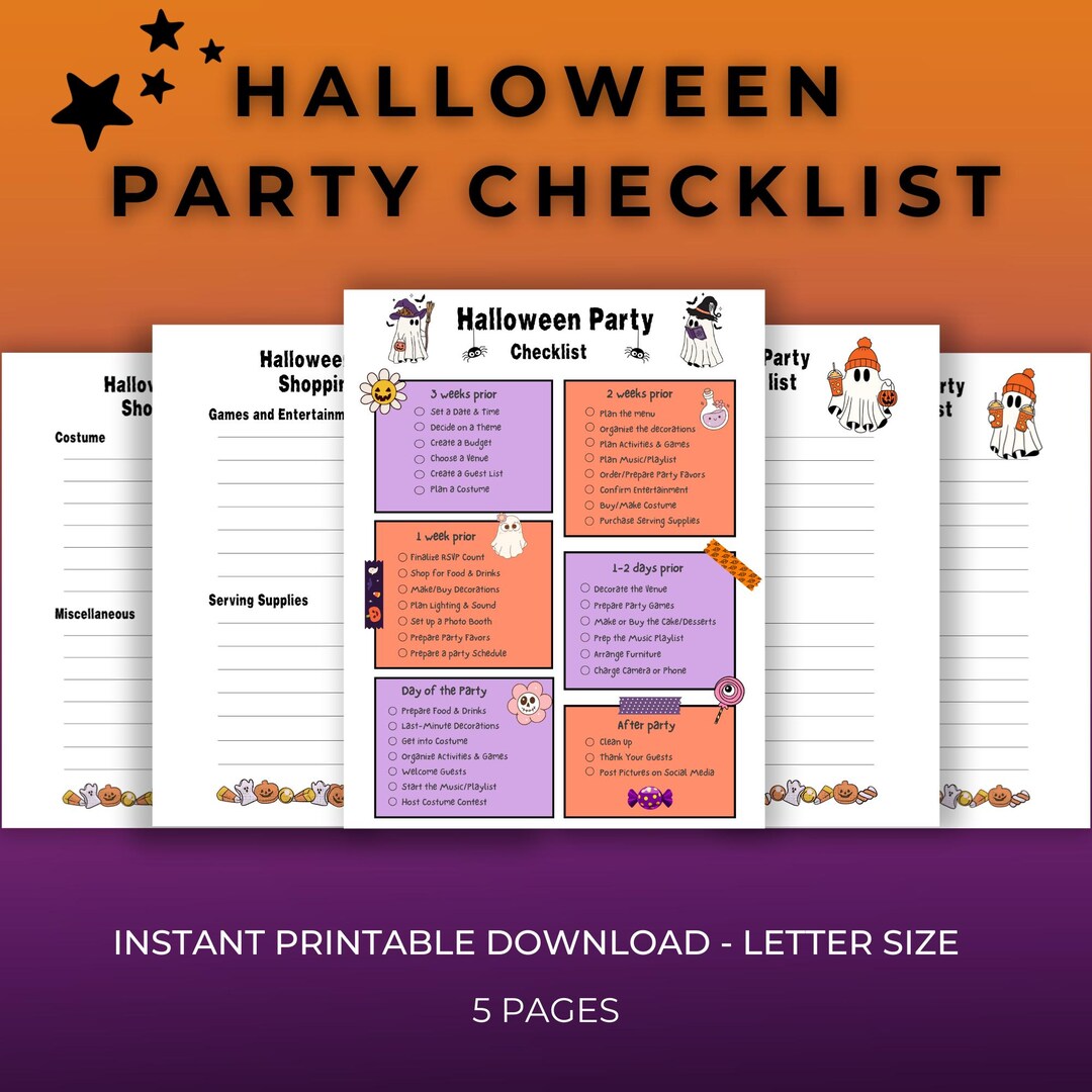 Printable Halloween Party Checklist, Party Planning Checklist, Event ...