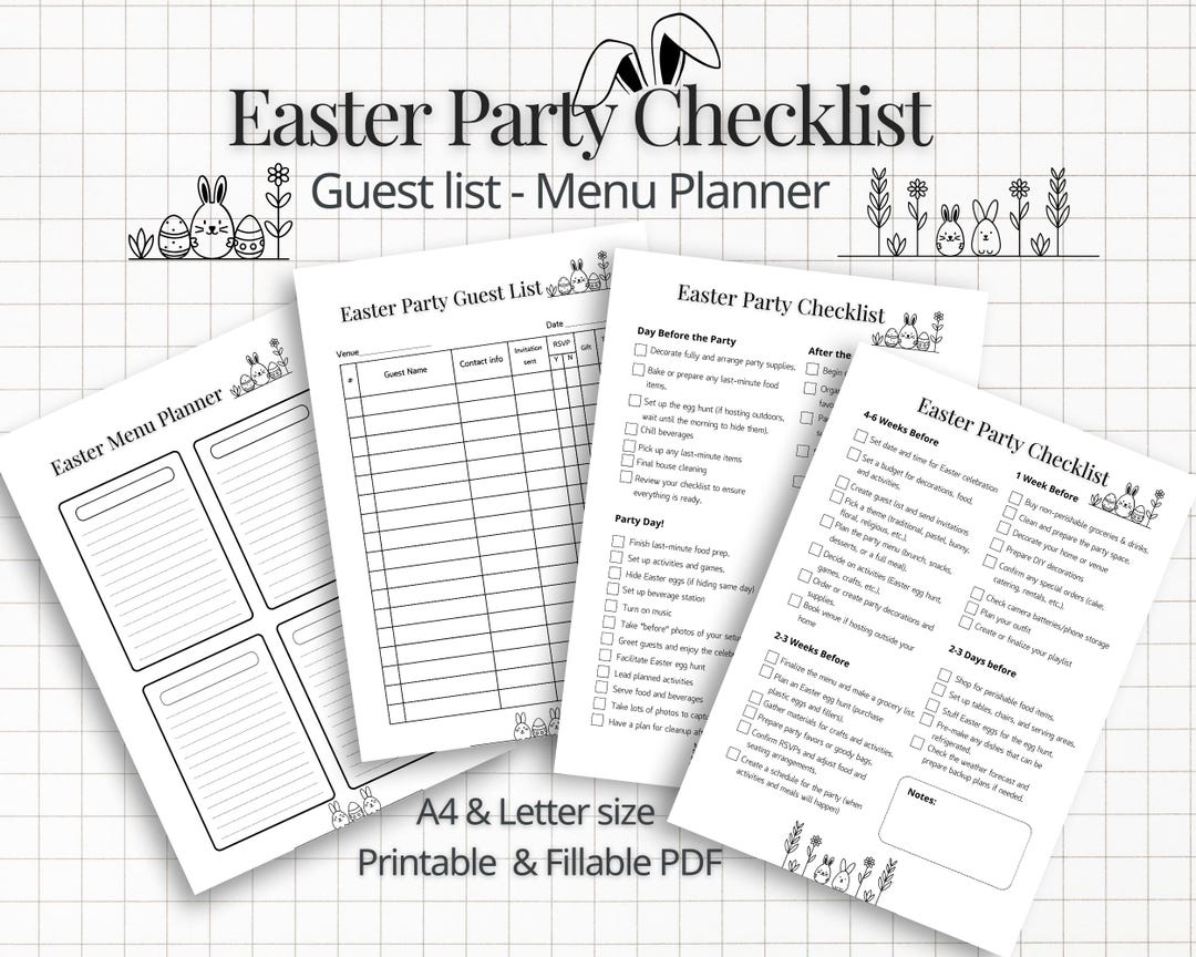 Minimal Easter Party Planning Checklist Printable Bundle Party ...