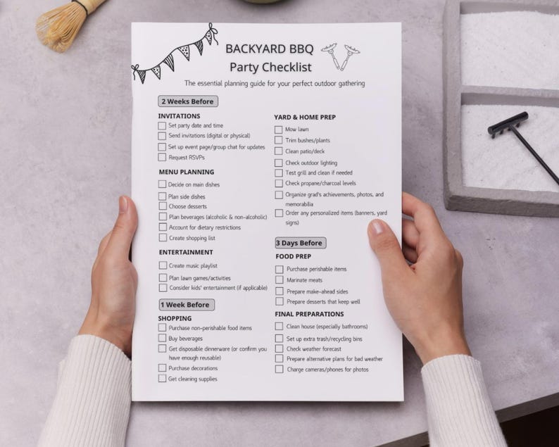 Backyard BBQ Party Checklist Printable | Summer Cookout Planner ...