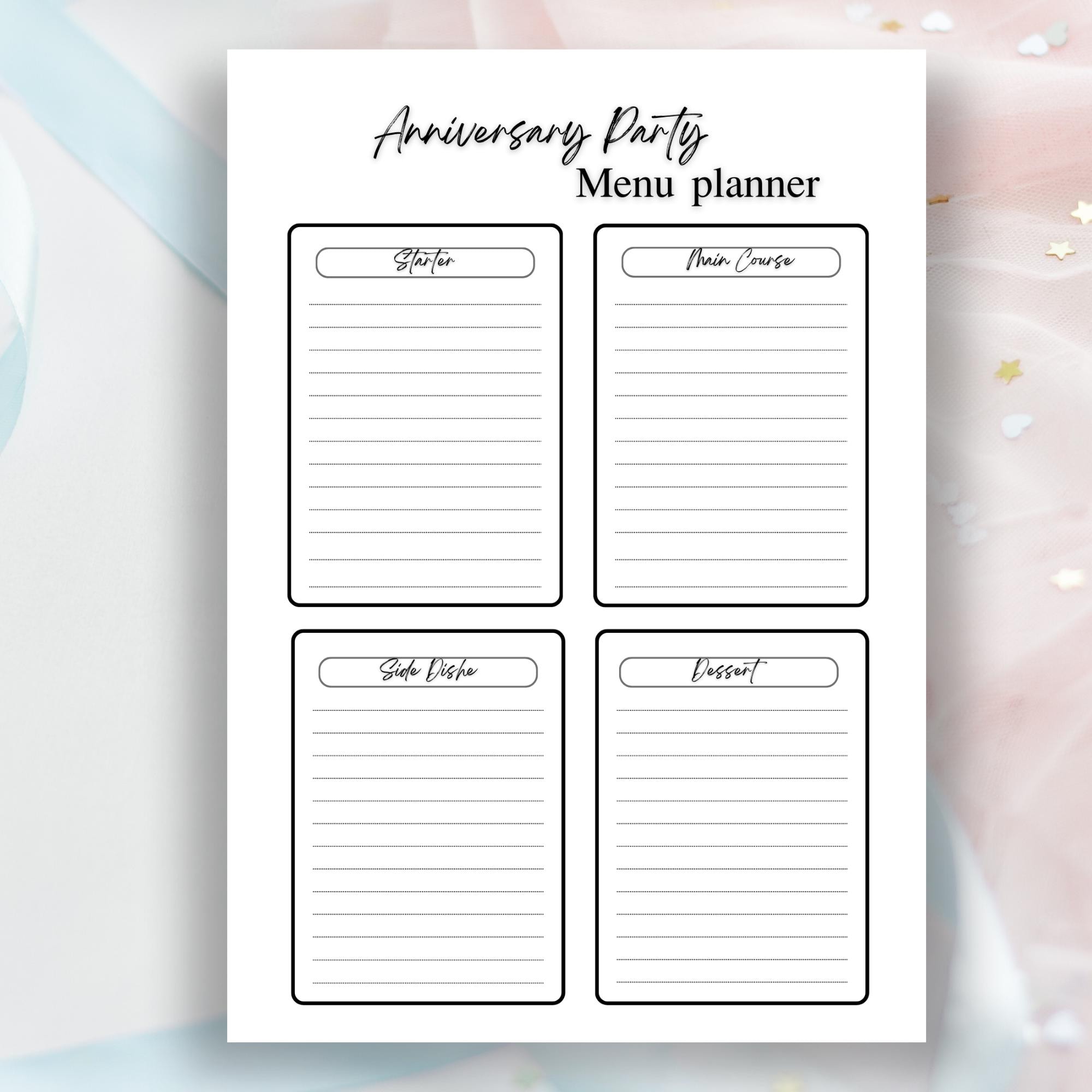 Anniversary Party Checklist Printable, Anniversary Celebration ...