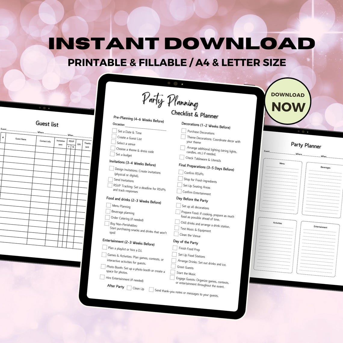 Party Checklist Printable, Party Planning Checklist, Printable ...
