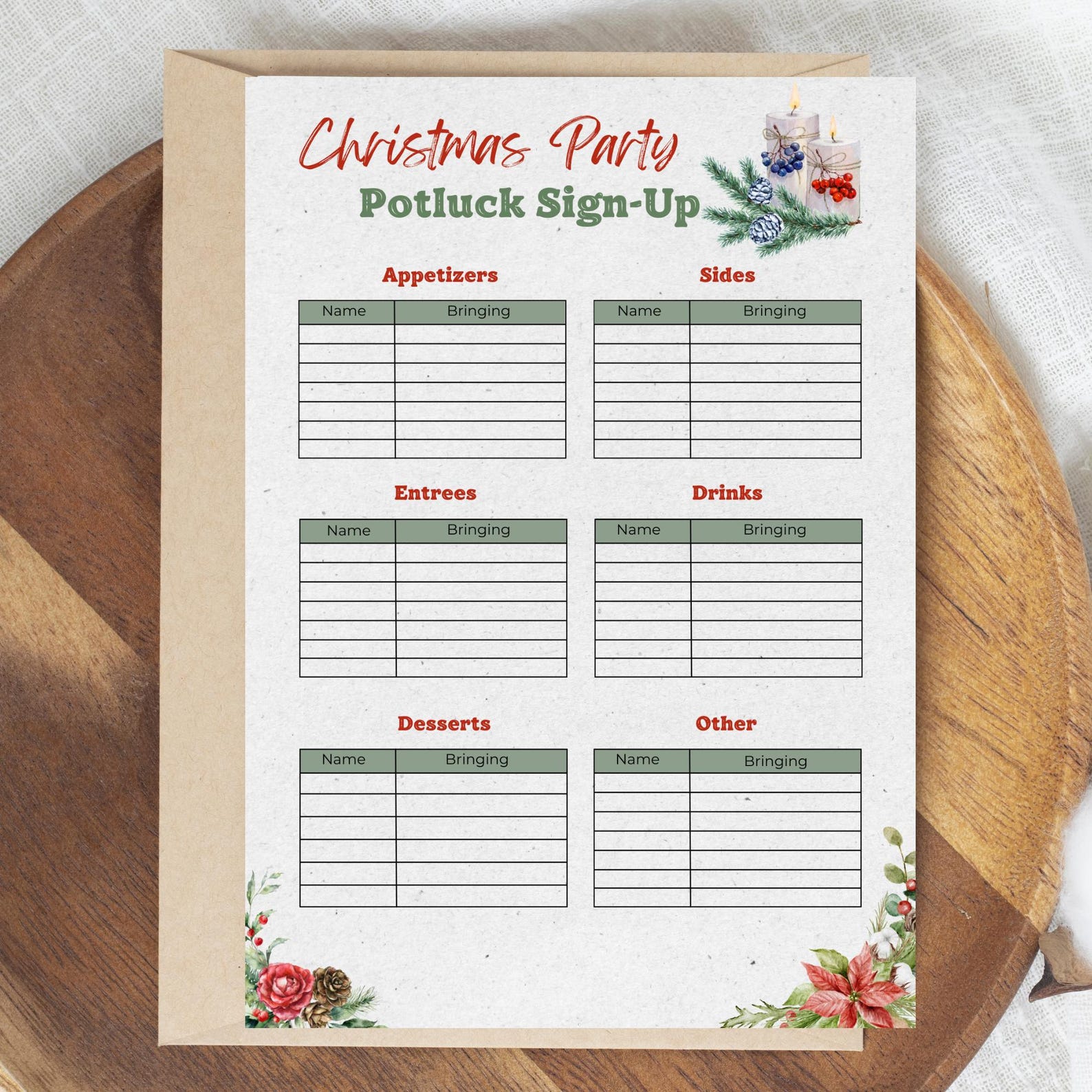 Christmas Party Checklist Printable, Menu Planner, Potluck Sign-up ...