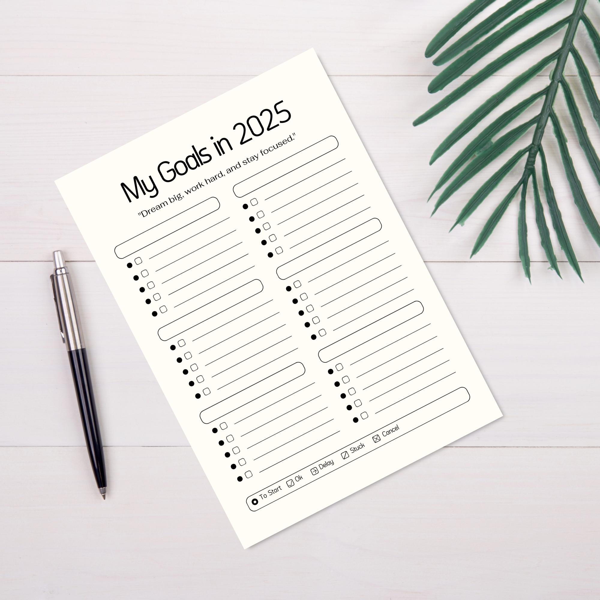 My Goals in 2025 Planner 2025 With Blank Categories Template Printable ...