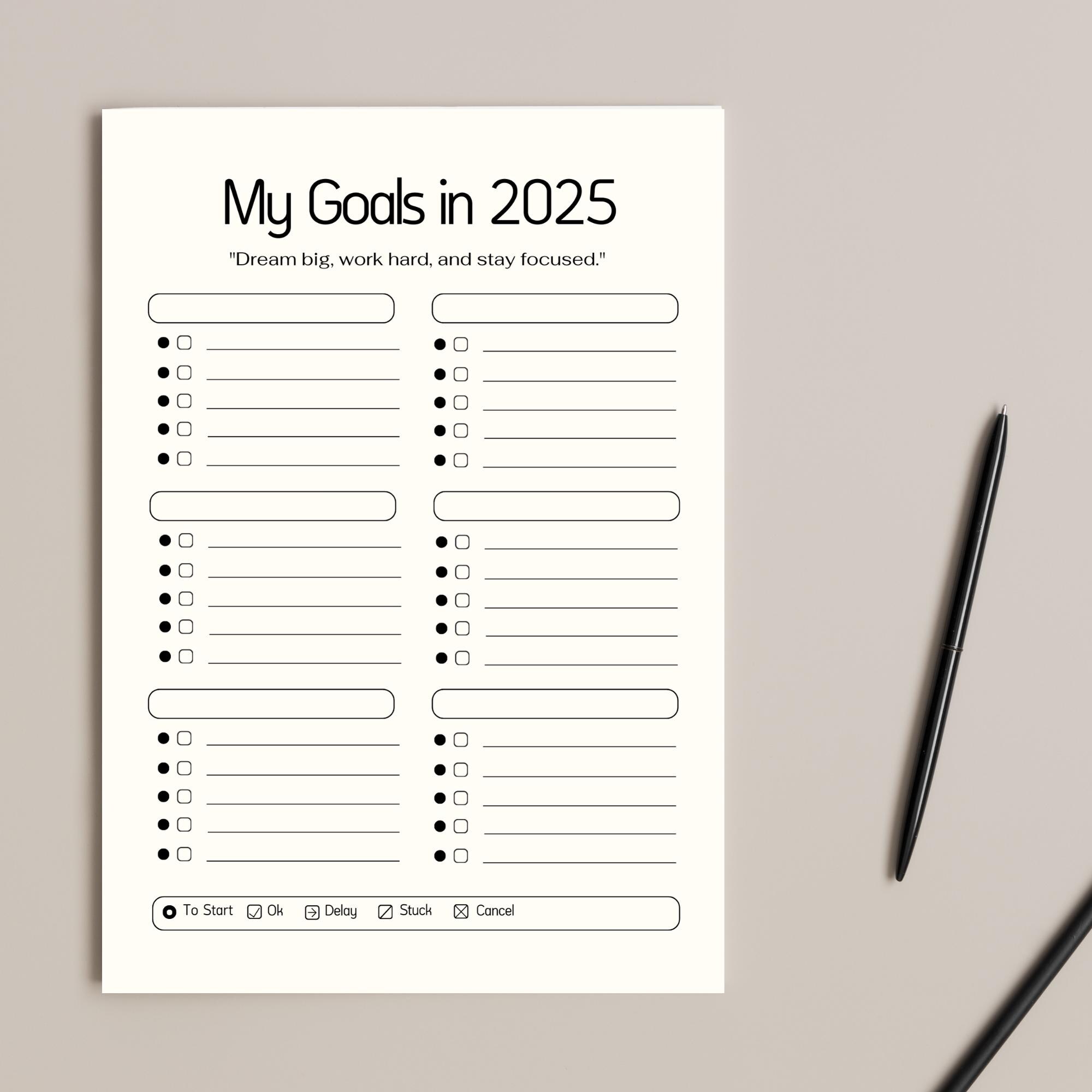My Goals in 2025 Planner 2025 With Blank Categories Template Printable ...