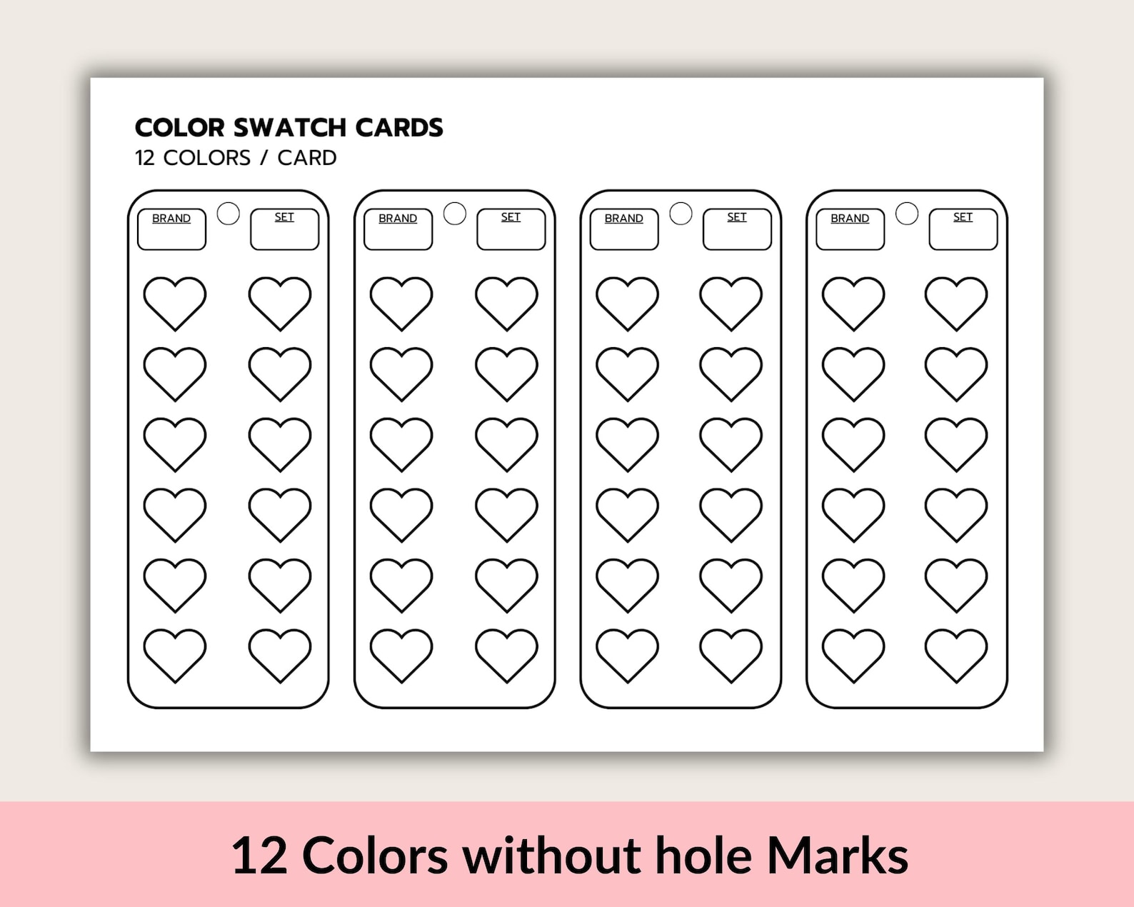 Printable Color Swatch Cards Portable Bookmark: A4/letter Size, Alcohol ...