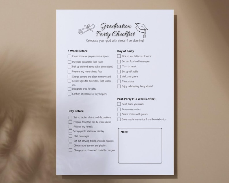 Graduation Party Planner Bundle: Checklist, Menu, Guest List (digital ...