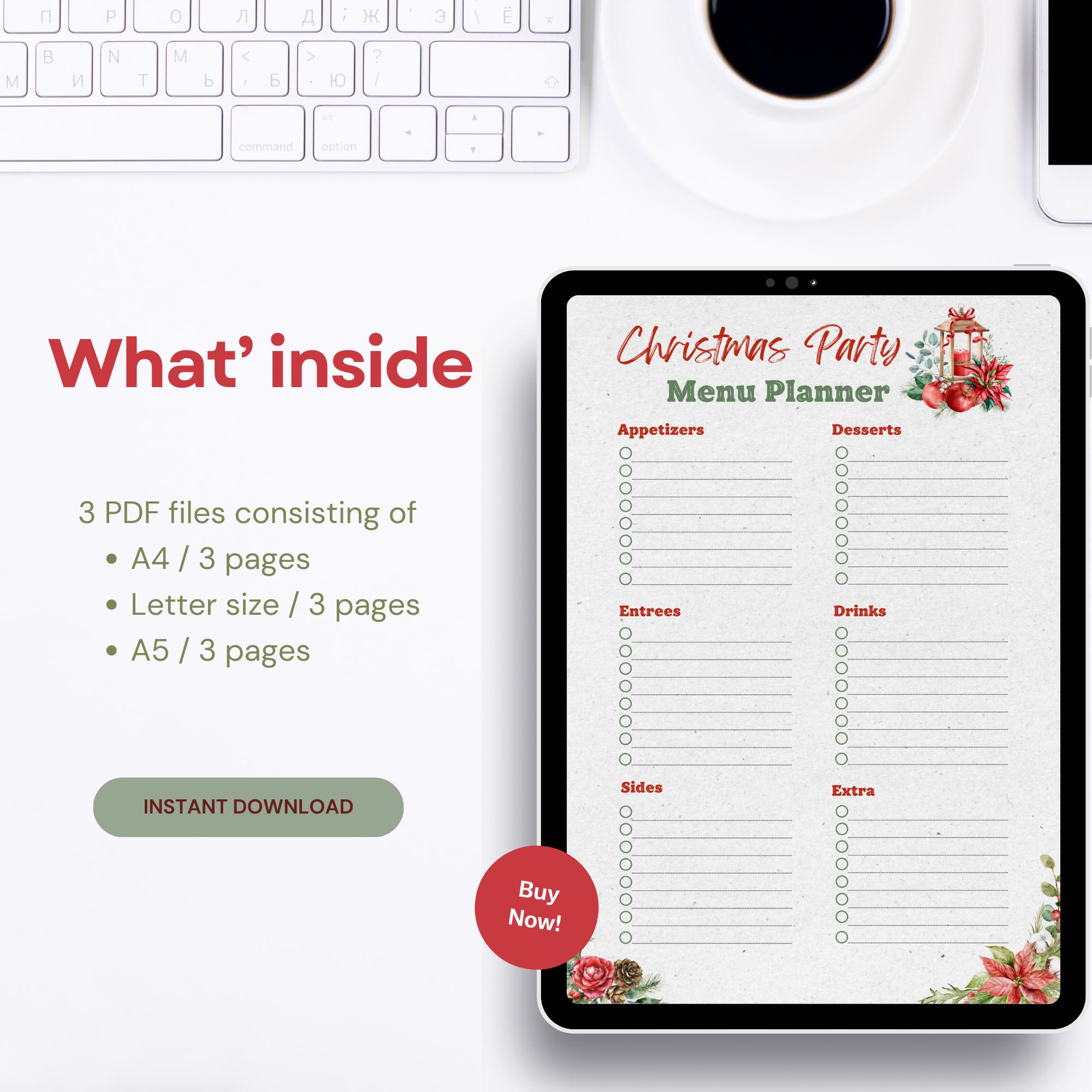 Christmas Party Checklist Printable, Menu Planner, Potluck Sign-up ...