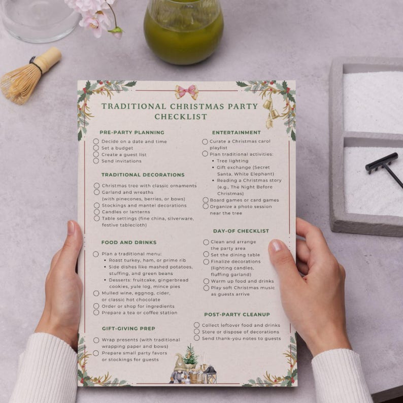 Traditional Christmas Party Checklist Bundle, Party Checklist Printable ...