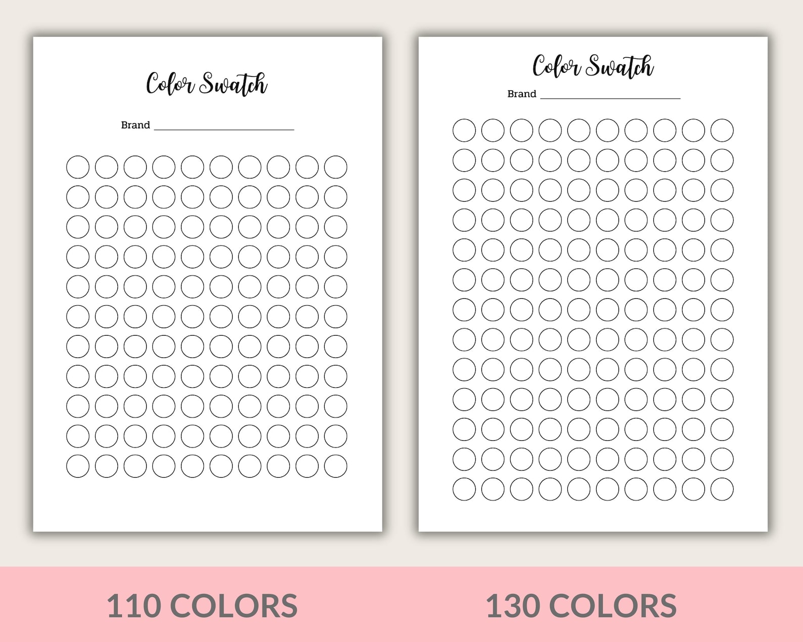Color Swatch Chart Bundle, Printable, Blank Color Swatch, Ink Swatch ...
