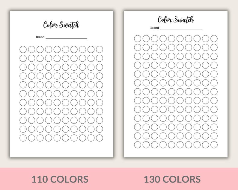 Color Swatch Chart Bundle, Printable, Blank Color Swatch, Ink Swatch ...
