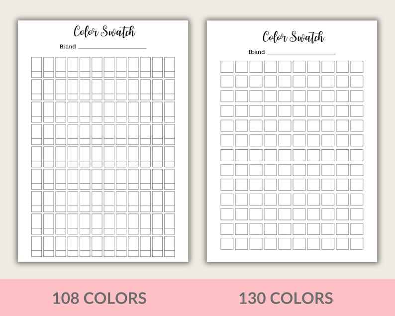 Color Swatch Chart Bundle, Printable, Blank Color Swatch, Ink Swatch ...