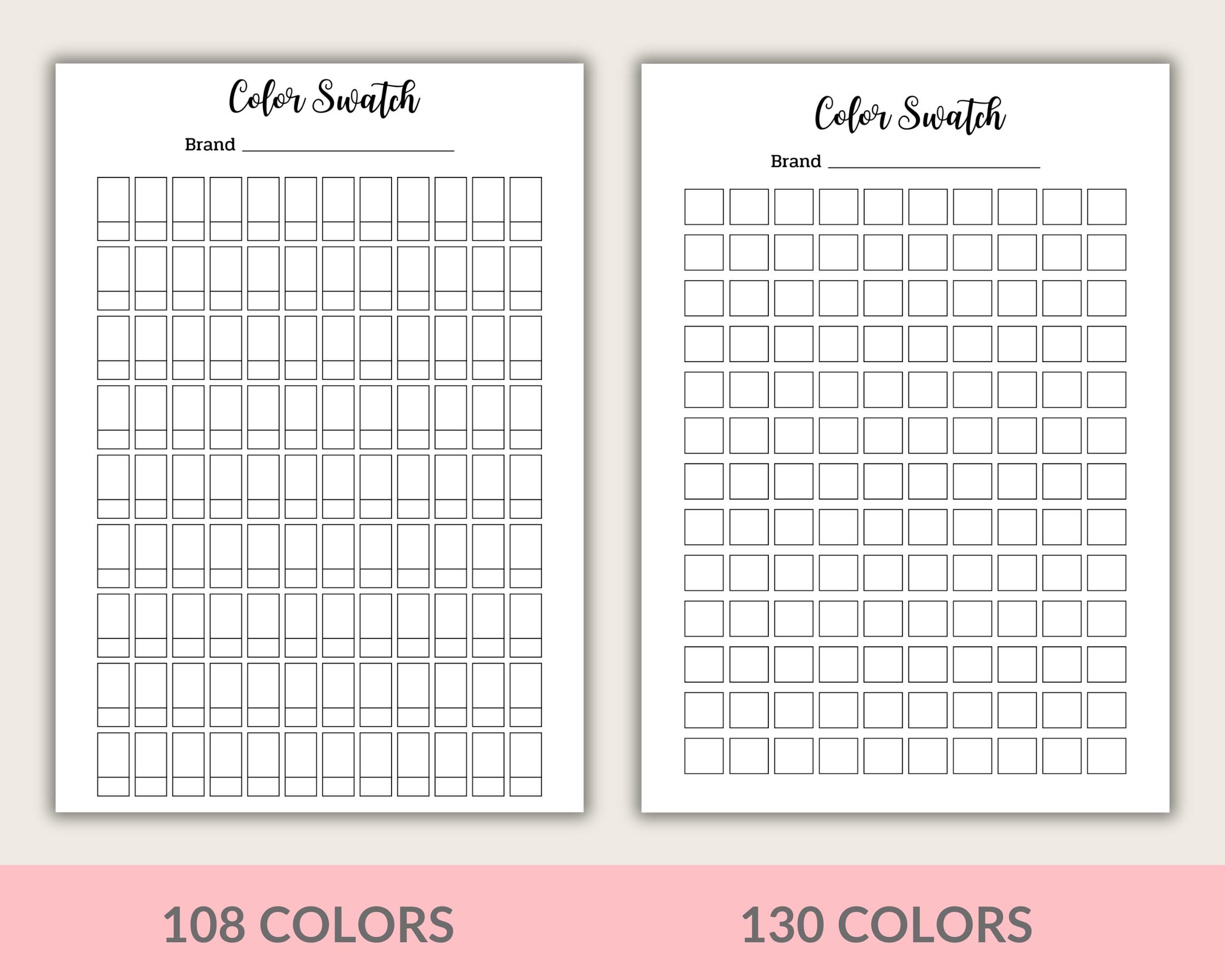 Color Swatch Chart Bundle, Printable, Blank Color Swatch, Ink Swatch ...