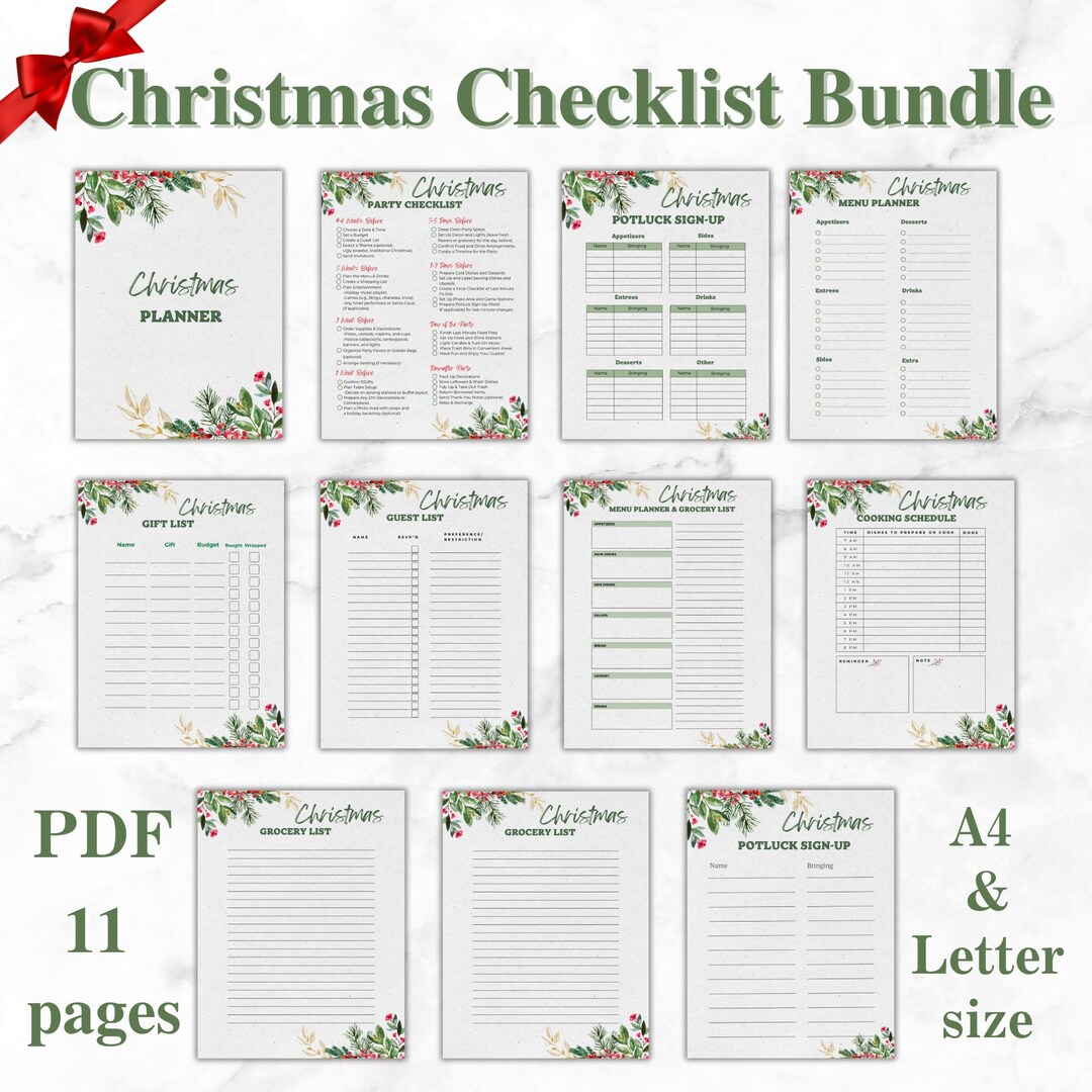 Printable Christmas Checklist Bundle, Christmas Planner Printable ...
