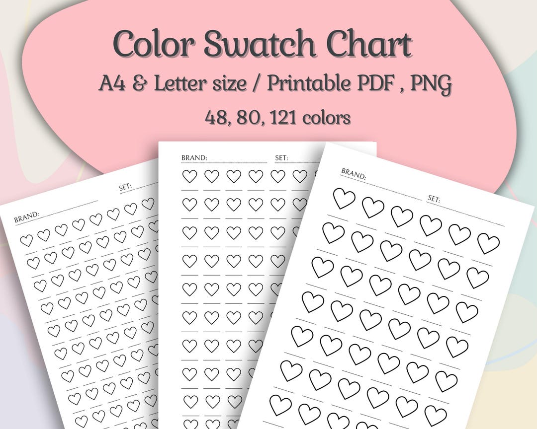 Color Swatch Chart Set Printable Swatch Test Blank Colour Swatch Chart ...