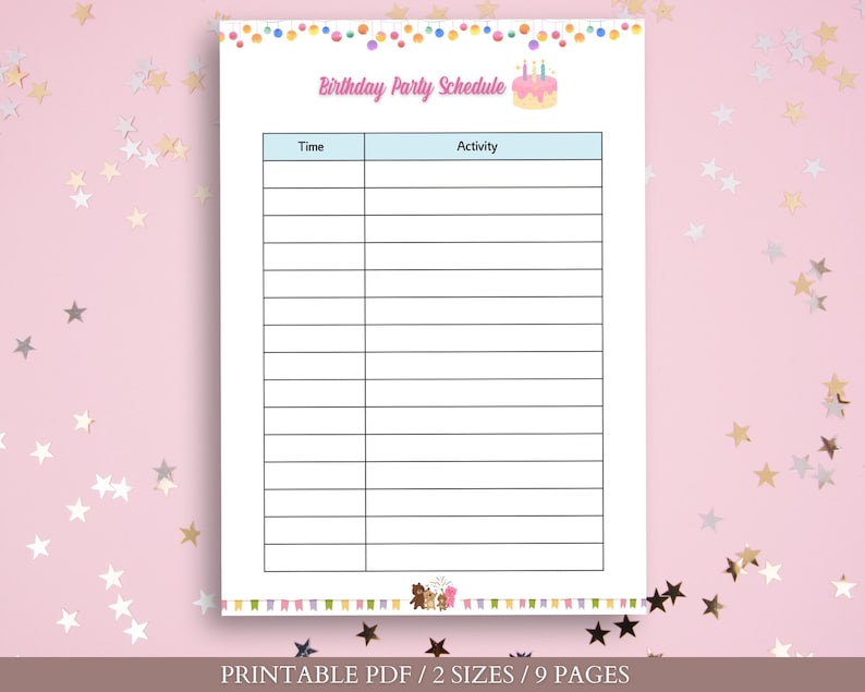 Birthday Party Planner Bundle: Checklist, Guest List, Menu (digital ...